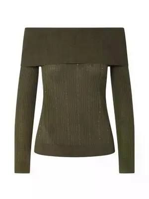 Liu Jo Wool Sweater With Bardot Neckline - Green