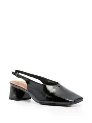 LINDA BAUMANN Patent Slingback Pumps - Black