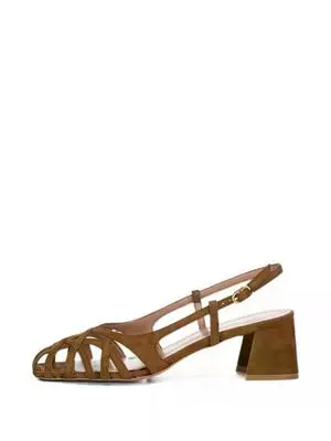 POCHE PARIS Lattice-detail Slingback Sandals - Brown
