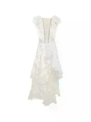 Zimmermann Guipure Lace Ruffled Maxi Dress - White
