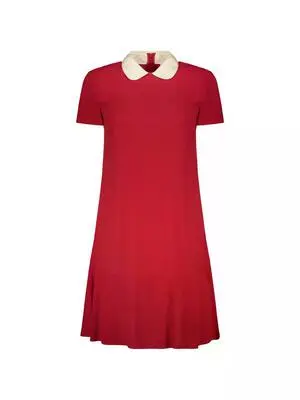 Red Valentino Contrast-collar Short-sleeve Dress - Red