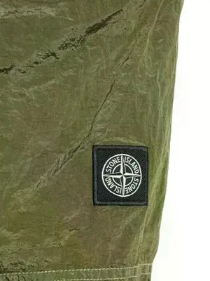 Stone Island Crinkled Swim Shorts With Logo Patch