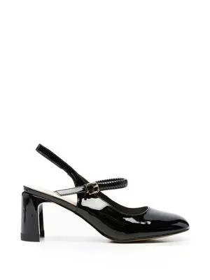 LINDA BAUMANN Patent Slingback Pumps With Buckle Fastening - Black