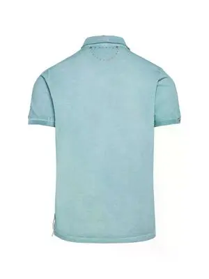 BOB Embroidered Denim-patch Polo Shirt - Blue