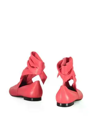 Cédric Charlier Draped Ankle Strap Cut-out Flats