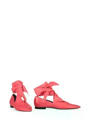 Cédric Charlier Draped Ankle Strap Cut-out Flats