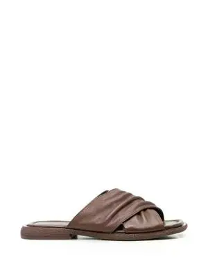 SERGIO MORETTI FIRENZE Crossover-strap Ruched Sandals