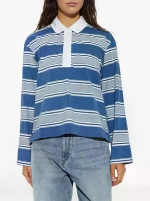 Rag & Bone Kelly Striped Long-sleeve Polo Shirt - Blue