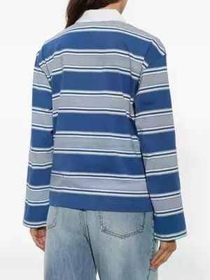 Rag & Bone Kelly Striped Long-sleeve Polo Shirt - Blue