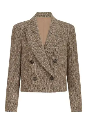 BRUNELLO CUCINELLI Brunello Cucinelli Sparkling Virgin Wool Chevron Cropped Blazer