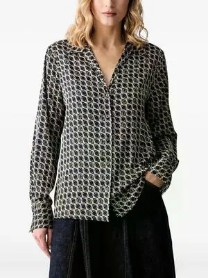 Guess Monogram-print Long-sleeve Blouse - Black