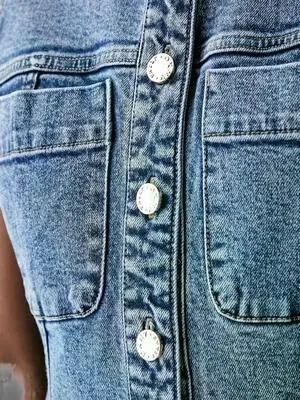 Dkny Buckled Denim Button-down Top