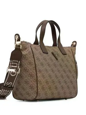 Guess Monogram Print Logo Plaque Tote Bag - Brown