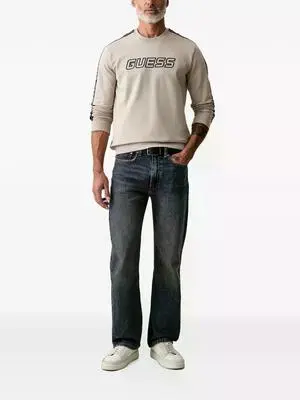 Guess Logo-print Tape-detail Sweatshirt - Neutrals