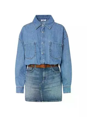 Liu Jo Short Denim Dress With Belt - Blue