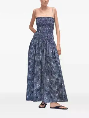 Matteau Shirred Drop Waist Geometric-print Maxi Dress - Blue
