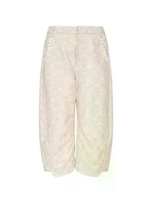 RENLI SU Floral-print Cropped Trousers - Neutrals