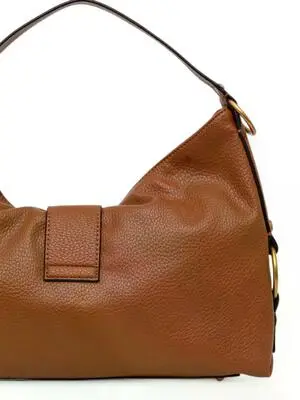 Guess Medium Camden Logo-plaque Pebbled Shoulder Bag - Brown
