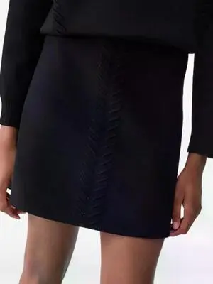 Liu Jo Knit Mini Skirt With Braided Detailing - Black