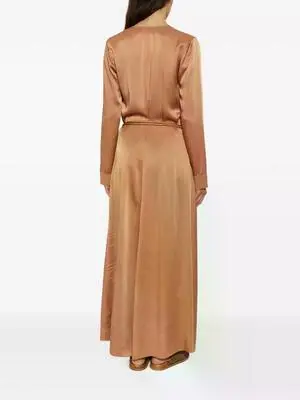 FORTE_FORTE Satin Maxi Dress With Knotted Belt