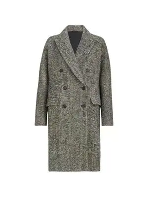 BRUNELLO CUCINELLI Dazzling Virgin Wool And Alpaca Chevron Coat With Monili