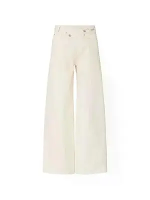 Liu Jo Straight Trousers With Asymmetrical Waistband - Neutrals