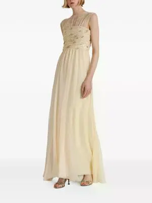 Alberta Ferretti Embellished Gathered Dress - Neutrals