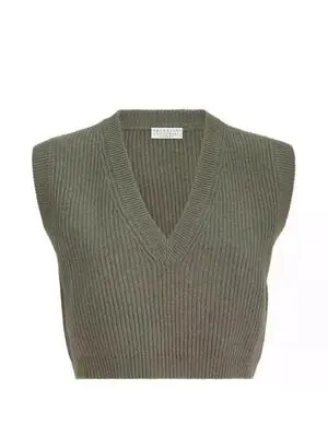 Brunello Cucinelli Cashmere Rib-knit V-neck Vest