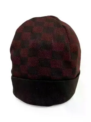 LOUIS VUITTON Damier Logo-patch Beanie Hat