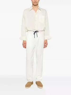 Brunello Cucinelli Cotton Drawstring Pleated Trousers - White