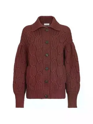 Brunello Cucinelli Cashmere Feather-yarn Heritage Cable Cardigan - Red