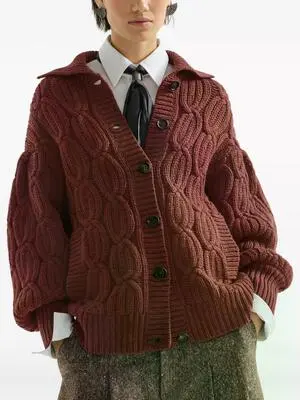 Brunello Cucinelli Cashmere Feather-yarn Heritage Cable Cardigan - Red