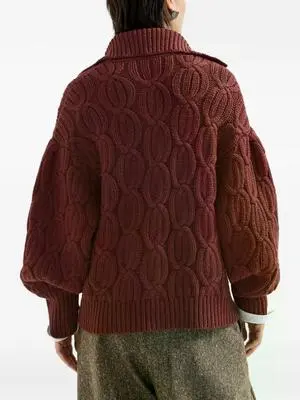 Brunello Cucinelli Cashmere Feather-yarn Heritage Cable Cardigan - Red