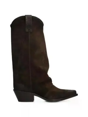 METISSE Calf Suede Western-style Boots - Brown