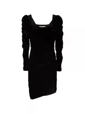 Veronica Beard Toki Ruched Velvet Mini Dress - Black