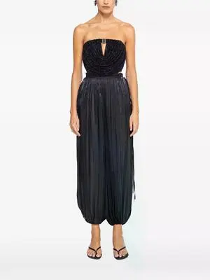 NISSA Crystal-embellished Tulle Crop Top - Black