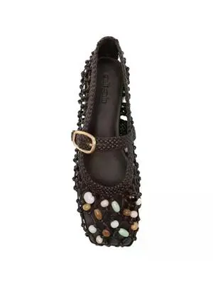 Cult Gaia Mercier Bead-embellished Ballet Flats - Brown