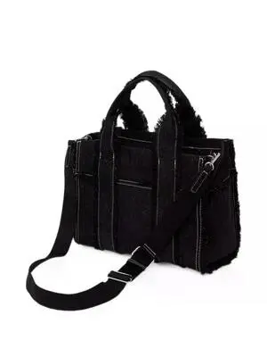 Dkny Frayed-edge Denim Tote Bag - Black