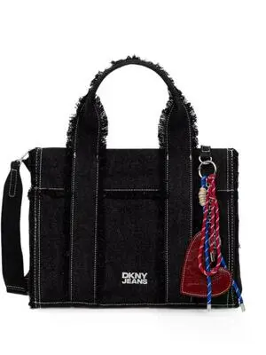 Dkny Frayed Edge Denim Tote Bag - Black