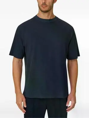 Boggi Milano T-shirt In Piqué Cotton Blend Mélange B Tech - Blue