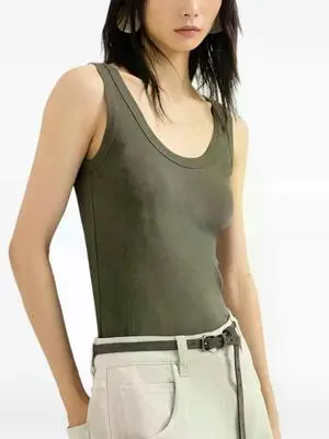Brunello Cucinelli Ribbed Jersey Tank With Monili