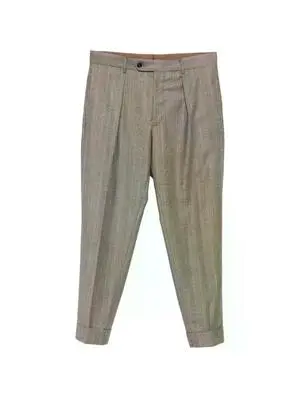 BERWICH Pleated Check Trousers - Brown