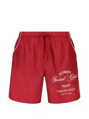 Iceberg Logo-print Piped Swim Shorts - Red