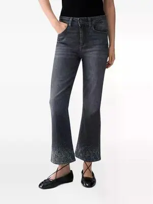 Liu Jo Bootcut Jeans With Rhinestone Embellishments - Grey