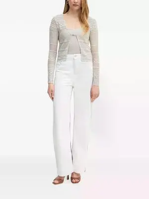 Guess Pointelle-knit Logo-plaque Cardigan