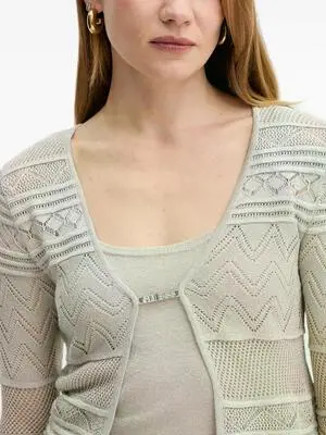 Guess Pointelle-knit Logo-plaque Cardigan