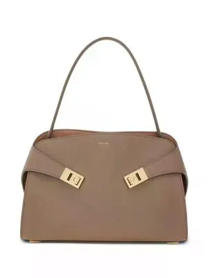 FERRAGAMO Medium Hug Soft Gancini-buckle Handbag - Neutrals