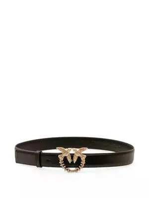 Pinko Love Berry Leather Belt With Gold-tone Embellished Buckle