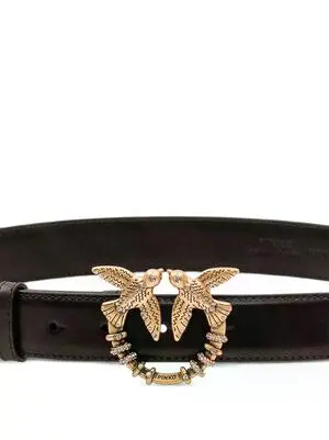 Pinko Love Berry Leather Belt With Gold-tone Embellished Buckle