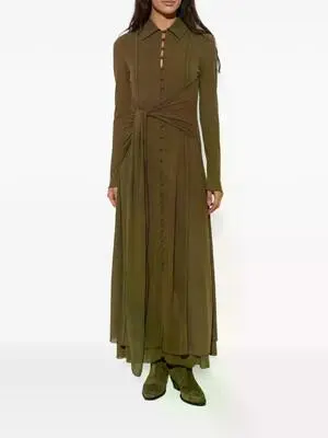 GANNI Tie-waist Maxi Dress - Green
